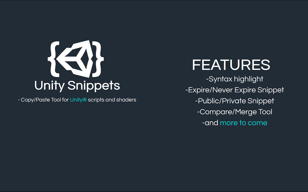 Unity Snippets - Copy/Paste Tool for Unity® scripts and shaders - News & General Discussion ...