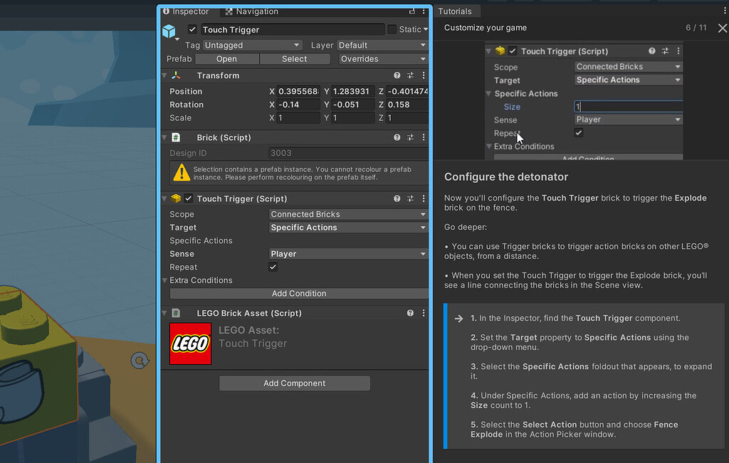 Lego Microgame Tutorial Issue (Trigger Brick) - Getting Started - Unity Discussions