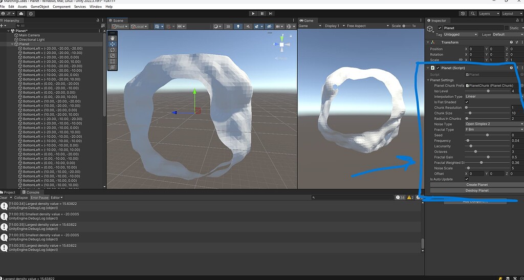 Any idea how to smoothly cap off marching cubes mesh for planet where openings are forming close ...