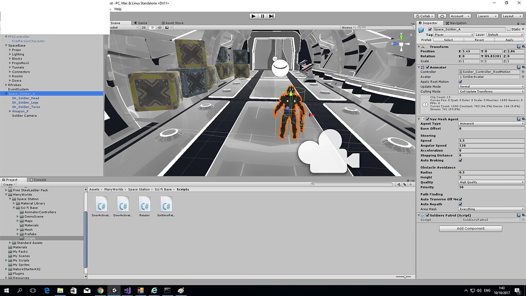 How can i bake if i don't have a terrain ? And how to make the character moving around randomly ...