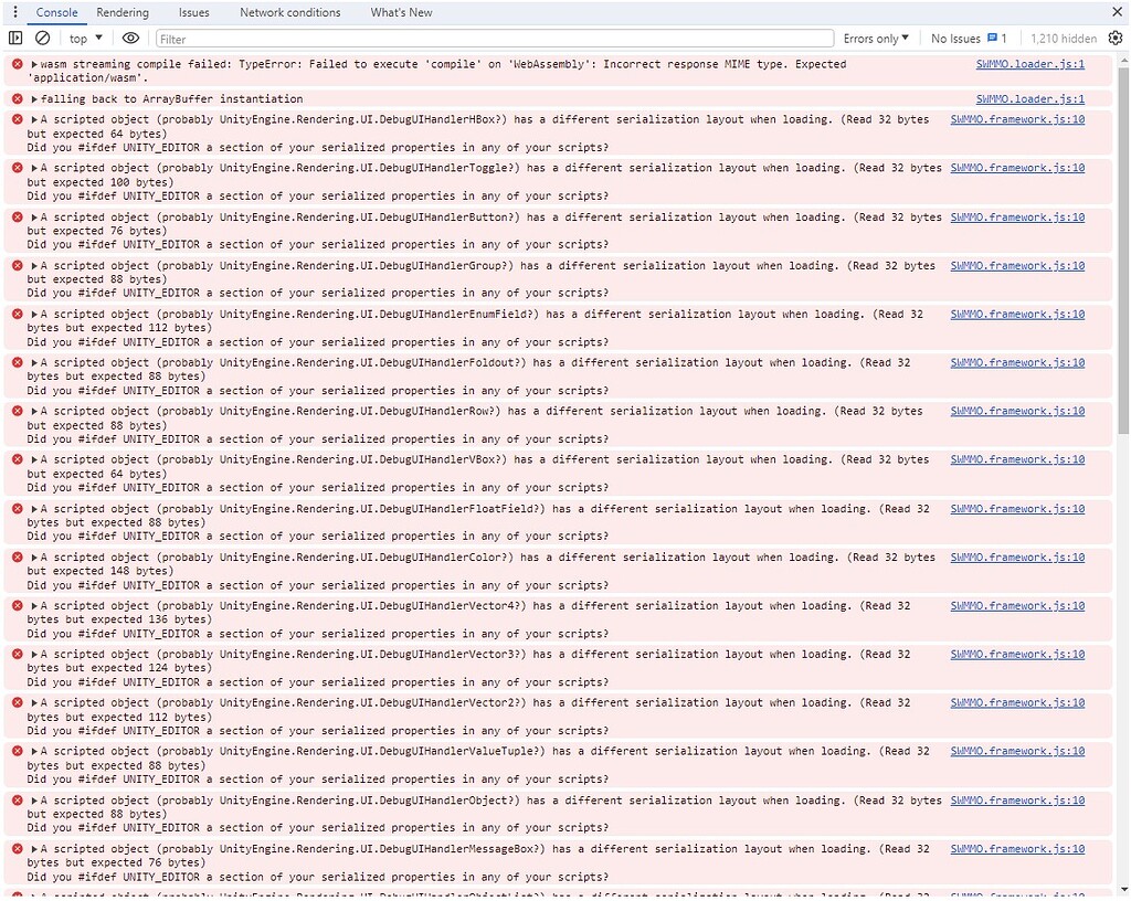 WebGL: A scripted object has a different serialization layout when ...