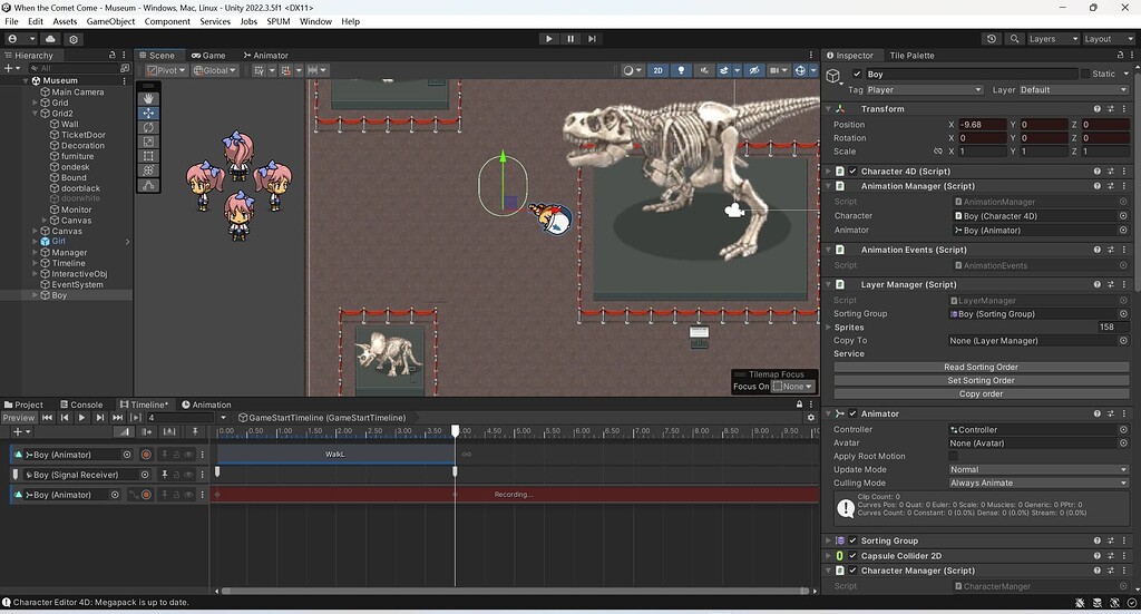 2D animation unknown rotation for Character Editor 4D: Megapack while editing a timeline - Unity ...