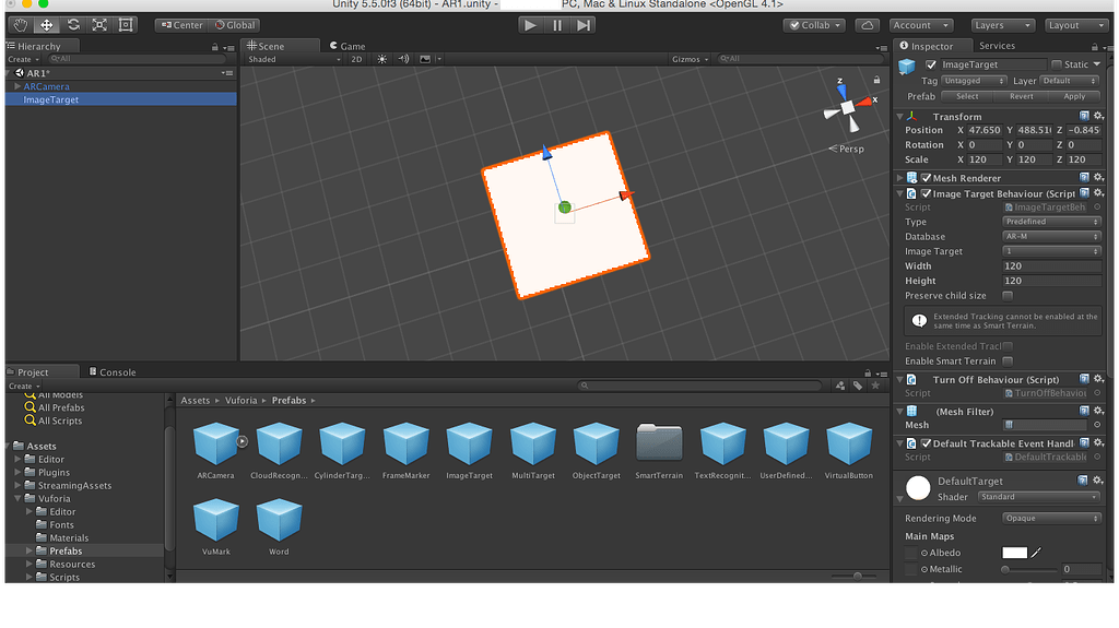 Unity 5503f64bit And Vuforia 617 Target Image Doesnt Show In Editor Unity Engine