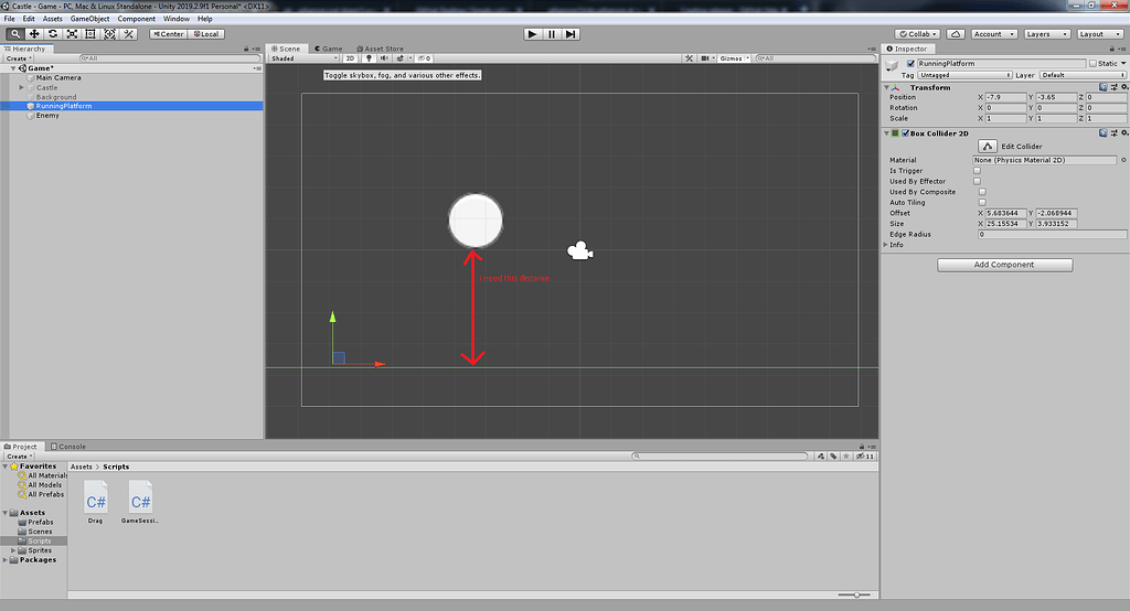 Object distance to collider2d object, no idea - Unity Engine - Unity Discussions