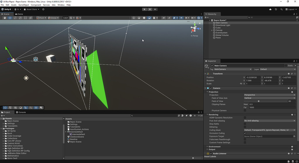 Screen Space Camera canvas is being affected by the depth of field blur - Unity Engine - Unity ...