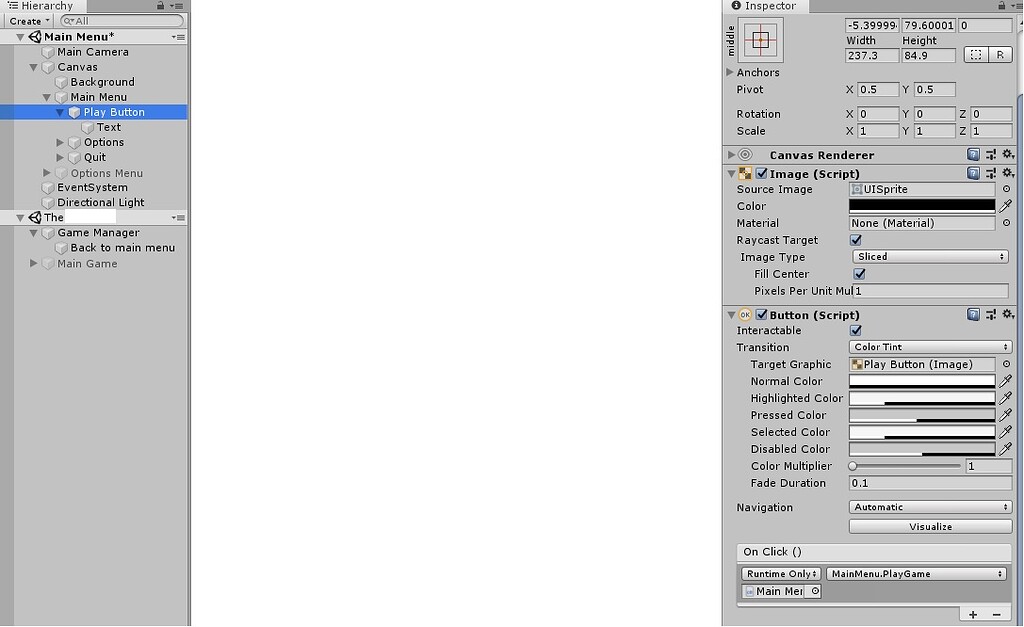 How can I logic start my game with the main menu and then to start a ...