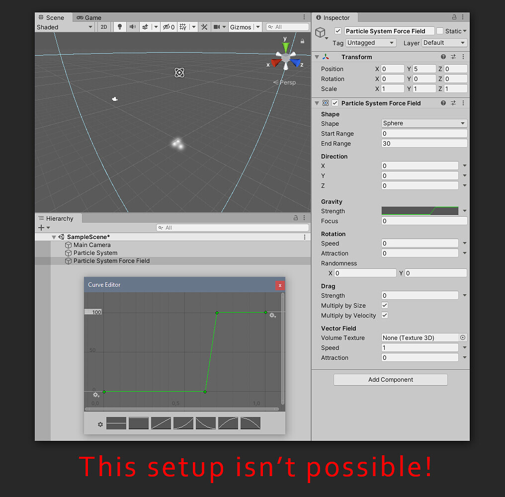 Particle System Force Field doesn't work when using a Curve for Gravity Strength - Unity Engine ...