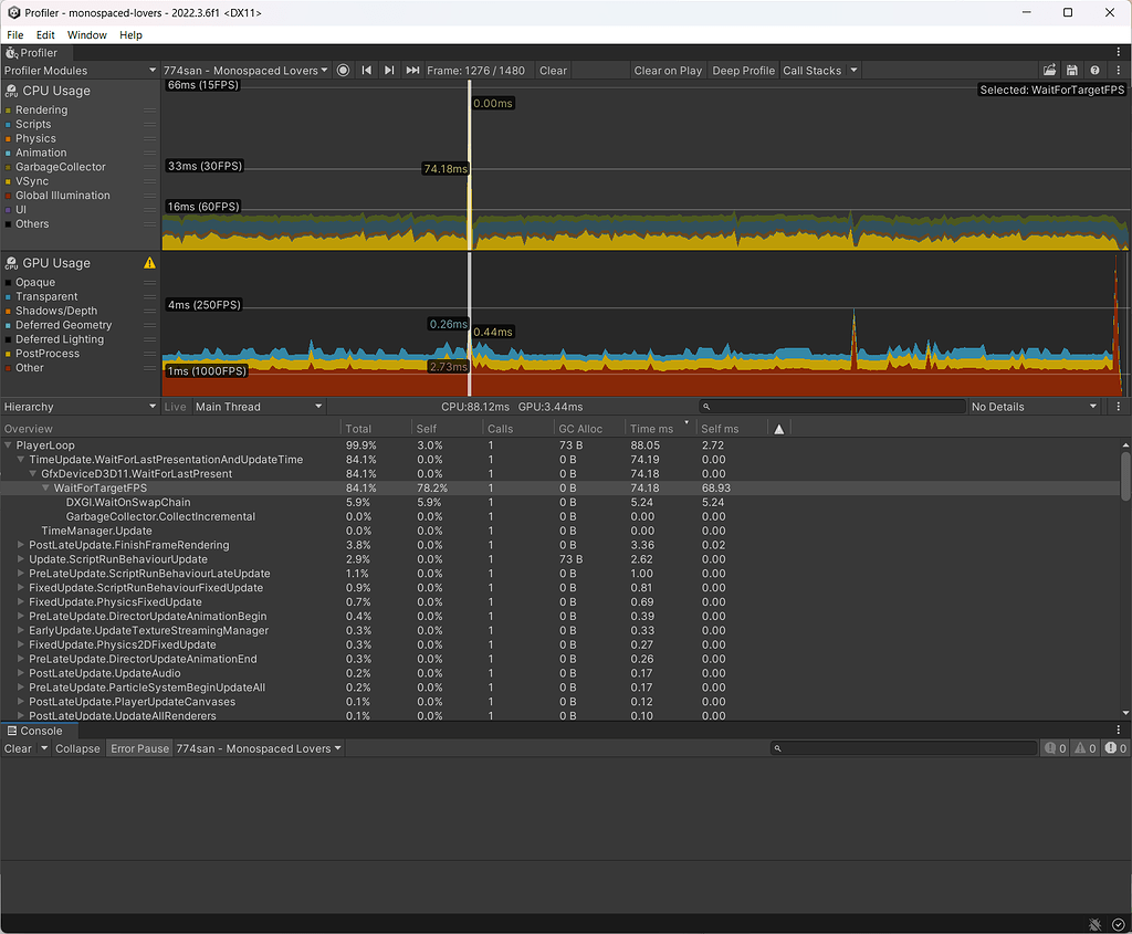 Occasional performance spikes on DXGI.WaitOnSwapChain without a GPU bottleneck - Unity Engine ...