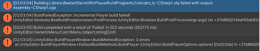 Building Library\Bee\artifacts\WinPlayerBuildProgram\ManagedStripped failed - Unity Engine ...