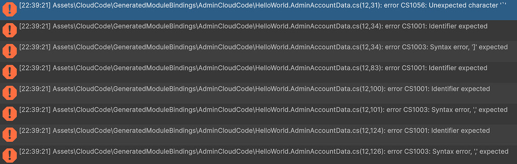 Unity Cloud Code Generated Bindings causes errors - Unity Services ...