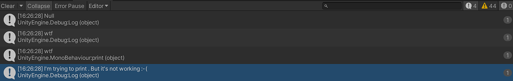 Can't print null to console in combination with other string (print and Debug.Log) - Unity ...