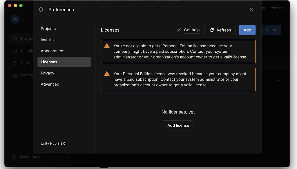 Unable to add personal license into unity editor - Unity Engine - Unity Discussions