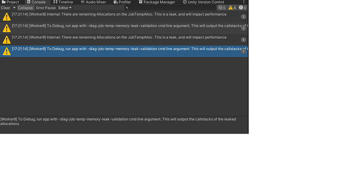 There are remaining Allocations on the JobTempAlloc. This is a leak... - Unity Engine - Unity ...