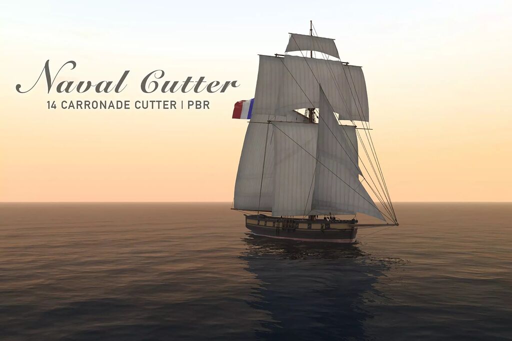 Naval Cutter – 14-Carronade Cutter | PBR (High quality, many moveable ...