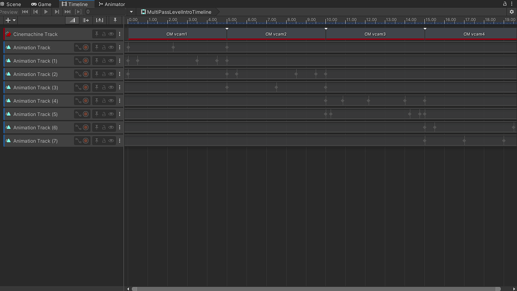 Timeline With 4 Vcams Takes 80 Seconds Instead Of The Set Up 20 Seconds Timeline Length Unity