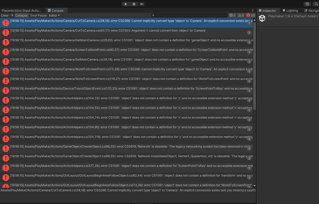 Playmaker not working in Unity 2021, 51 errors after fixing 1 error CS0535 - Community Showcases ...