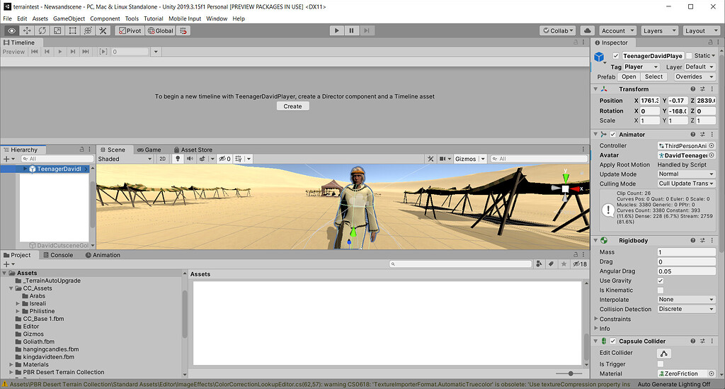 Timeline cutscene preview works fine with humanoid in preview mode but ...