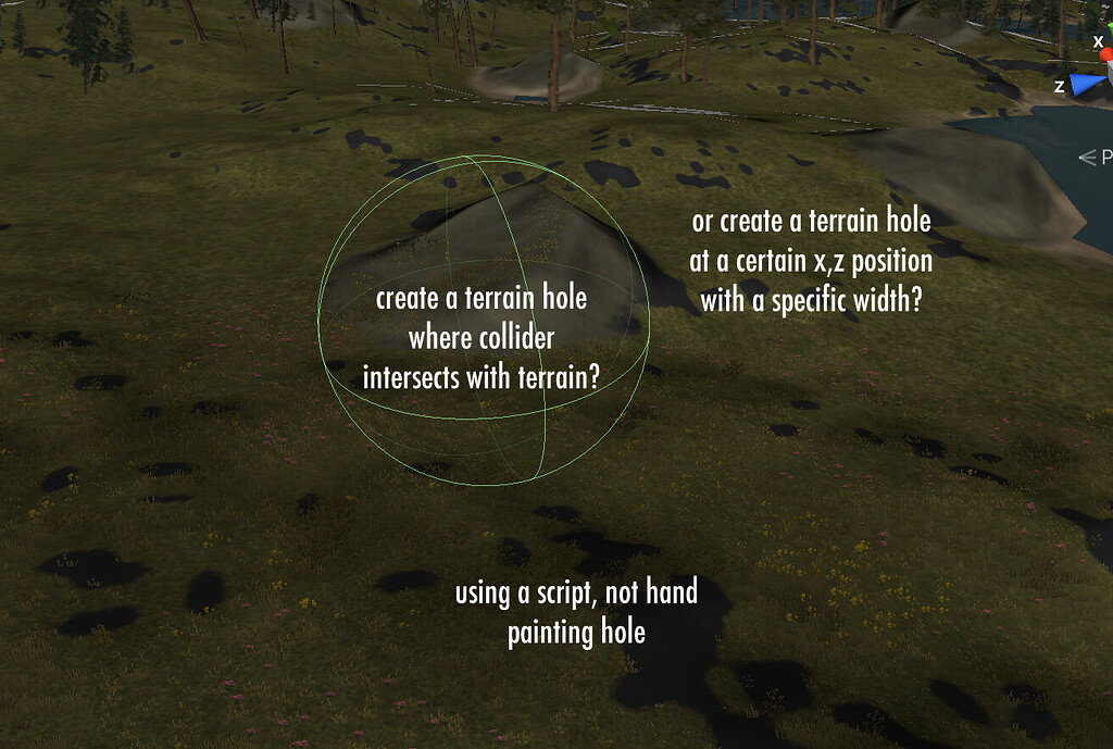 Create Terrain Hole at specific position on terrain by script - Unity Engine - Unity Discussions