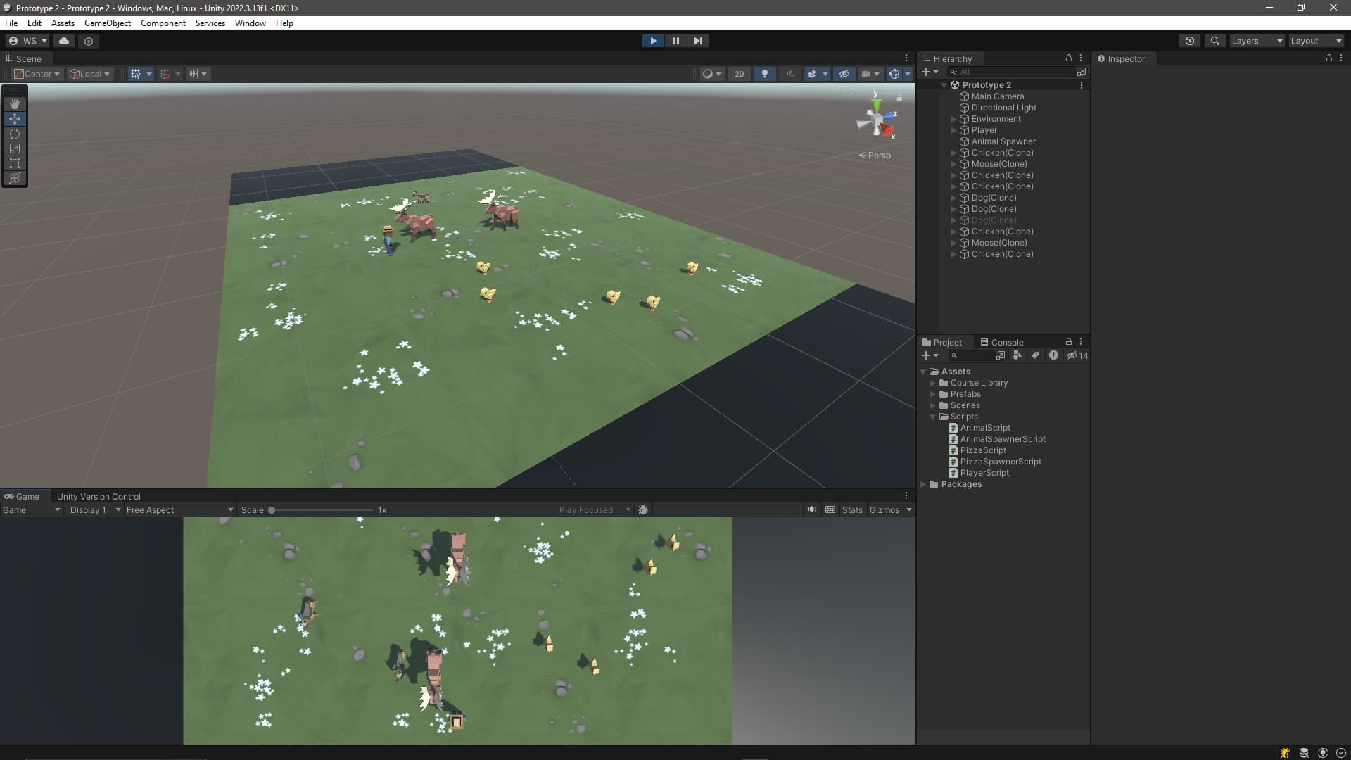 Trying to spawn animals with an interval of 2 seconds using Coroutines and instead it spawn ...