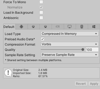 Audio Compression Best Practices - Unity Engine - Unity Discussions