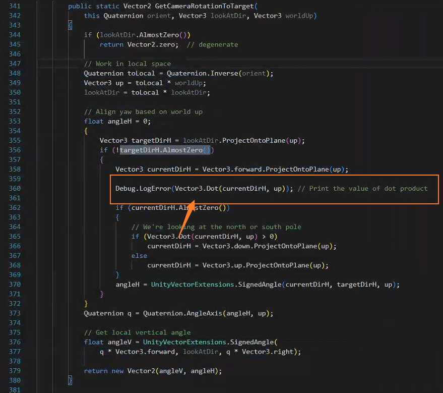 A Question in GetCameraRotationToTarget function - Unity Engine - Unity Discussions
