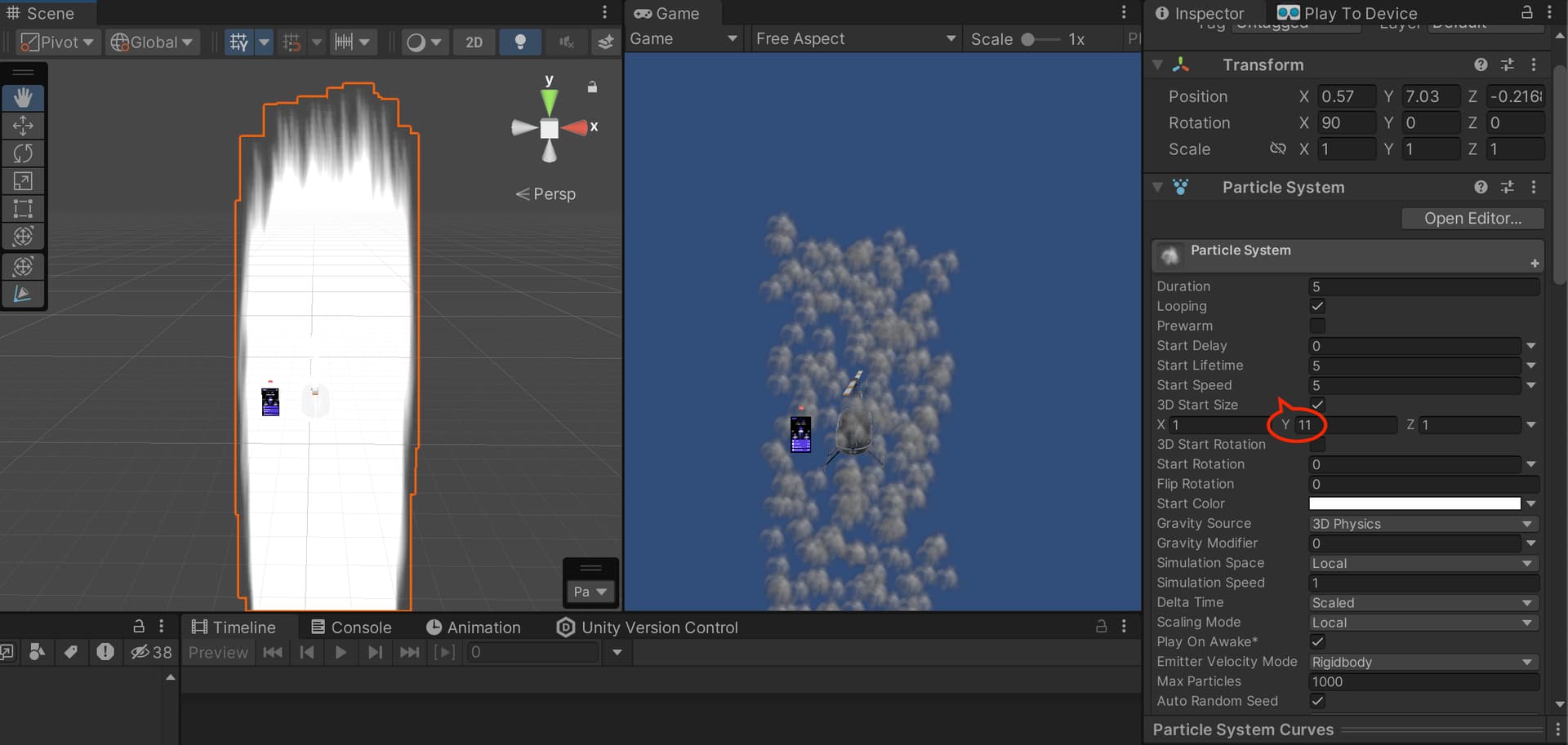 The Stretched Billboard Render Mode of the Particle system is causing the particles not to show ...