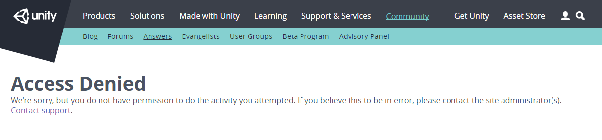 Access denied on Unity Answers - News & General Discussion - Unity ...