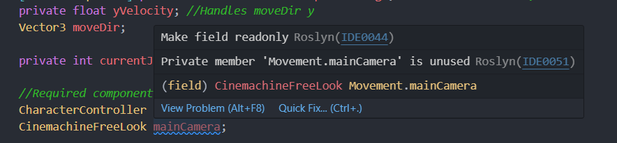 I keep getting suggestions to turn serializable variables into readonly fields in vs code, and ...