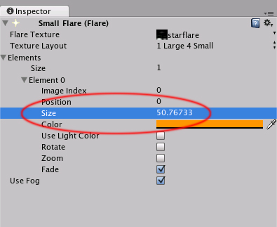 How to controle the Size of the Flare (Samll Flare)? - Unity Engine ...