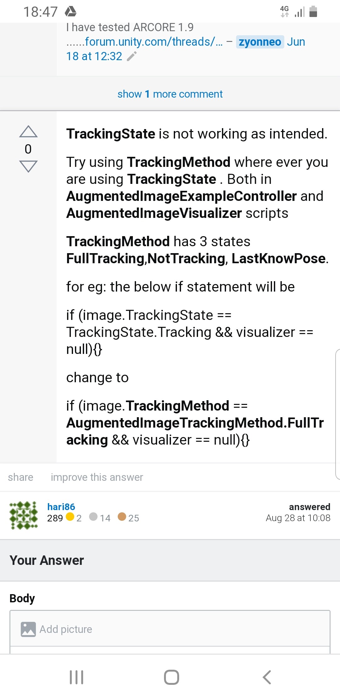 Activating ARCore Augmented Images Full Tracking - Unity Engine - Unity Discussions