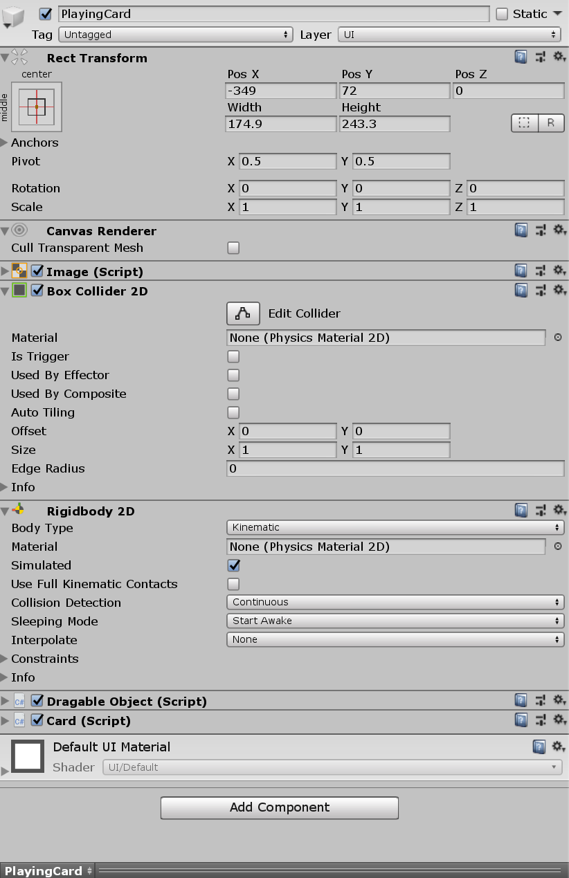 Playing Card Game Detect Card Below Ontop Only Detects Self Unity Engine Unity Discussions