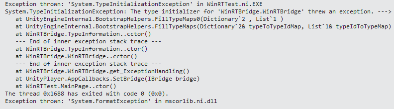 [WSA] WinRTBridge TypeInitializationException - Unity Engine - Unity Discussions