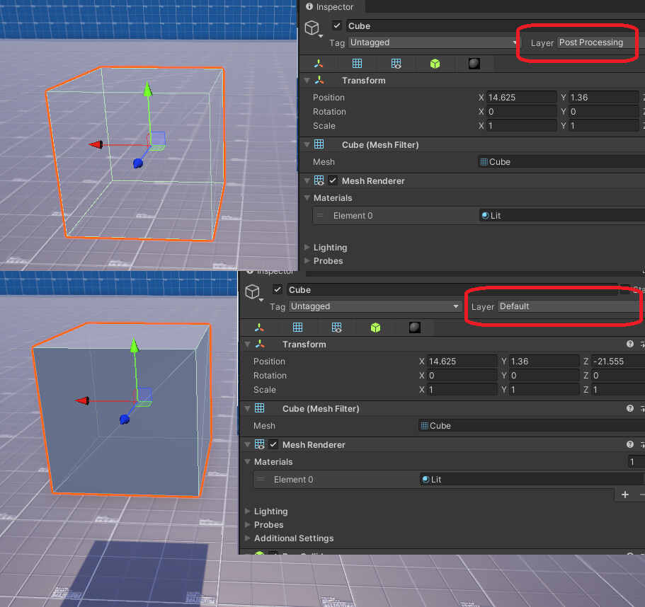 When I se my layer #22 all objects become invisible (game view) and wireframe (sceneview ...