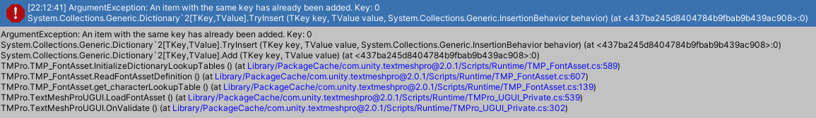 An item with the same key has already been added. - Unity Engine ...