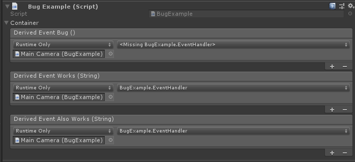 Unityevent With Dynamic Parameters Not Showing Anymore In The Unity Inspector Unity Engine