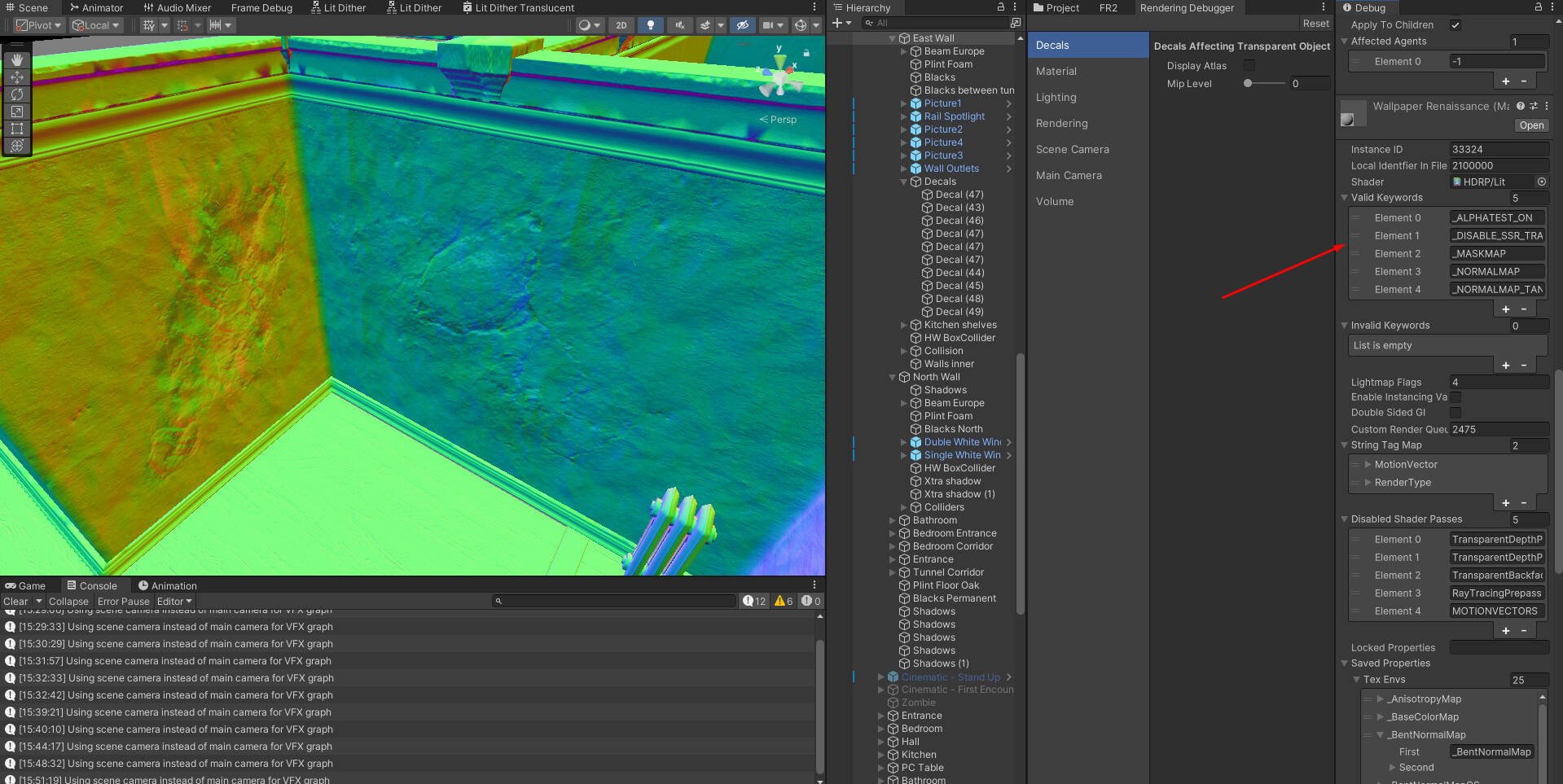 Normal decals behave differently on objects with HDRP/Lit shaders vs objects with my Lit shader ...