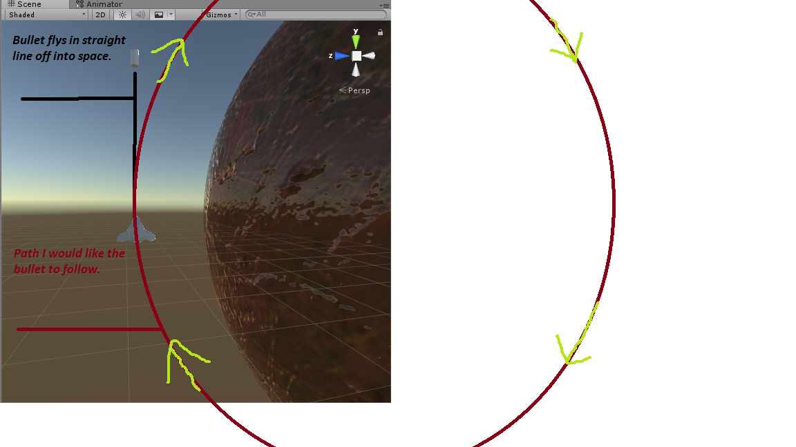 How Can I Make A Physics Base Projectile Move Along The Path Of A Sphere Questions And Answers