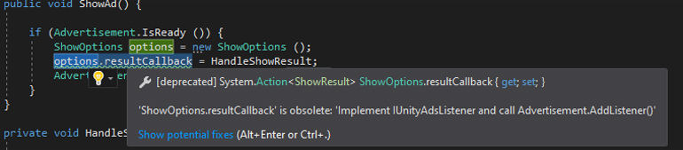 ShowOptions.resultCallback is obsolete, not sure how to implement ... ShowOptions.resultCallback is obsolete, not sure how to implement ...
