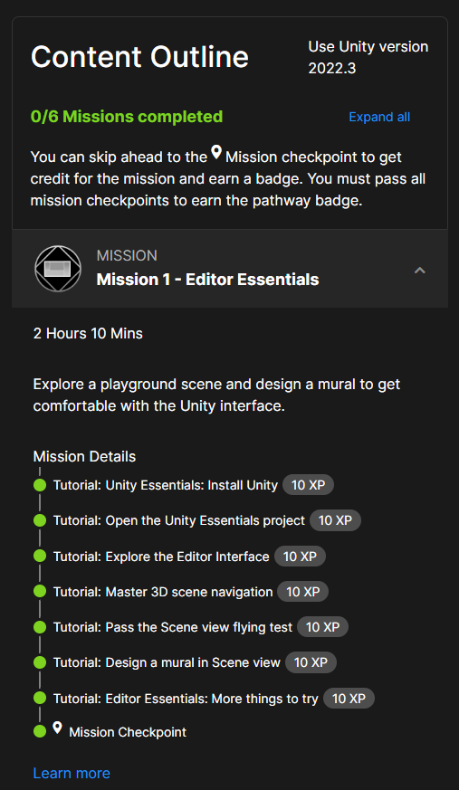 Unity Essentials pathway missions won't count - Questions & Answers - Unity Discussions
