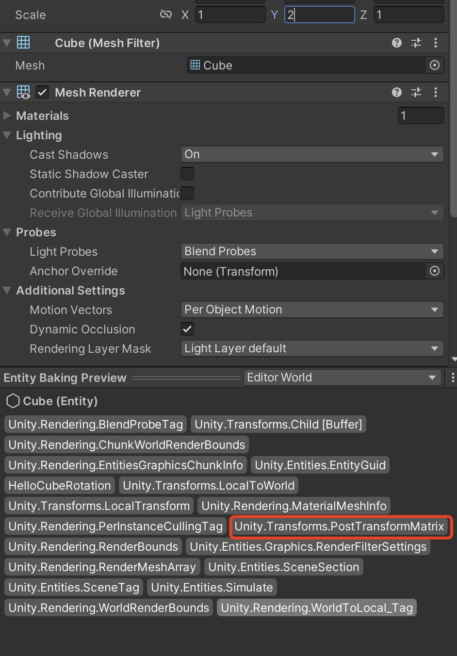 Unity ECS PostTransformMatrix no show in baking preview when object uniform scale - Unity Engine ...