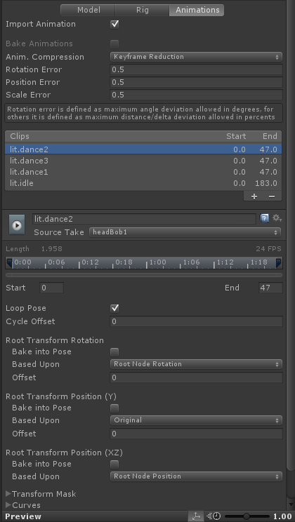 Specifying Animation Clip Name When Importing Model Questions And Answers Unity Discussions