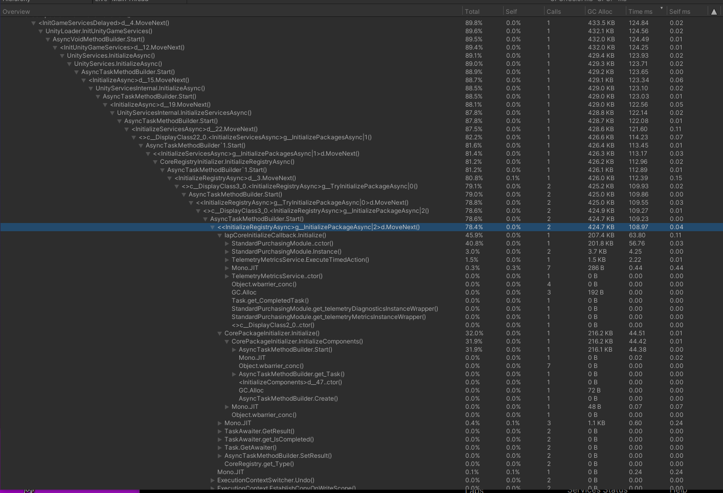 UnityServices.InitializeAsync in profiler - Unity Services - Unity Discussions