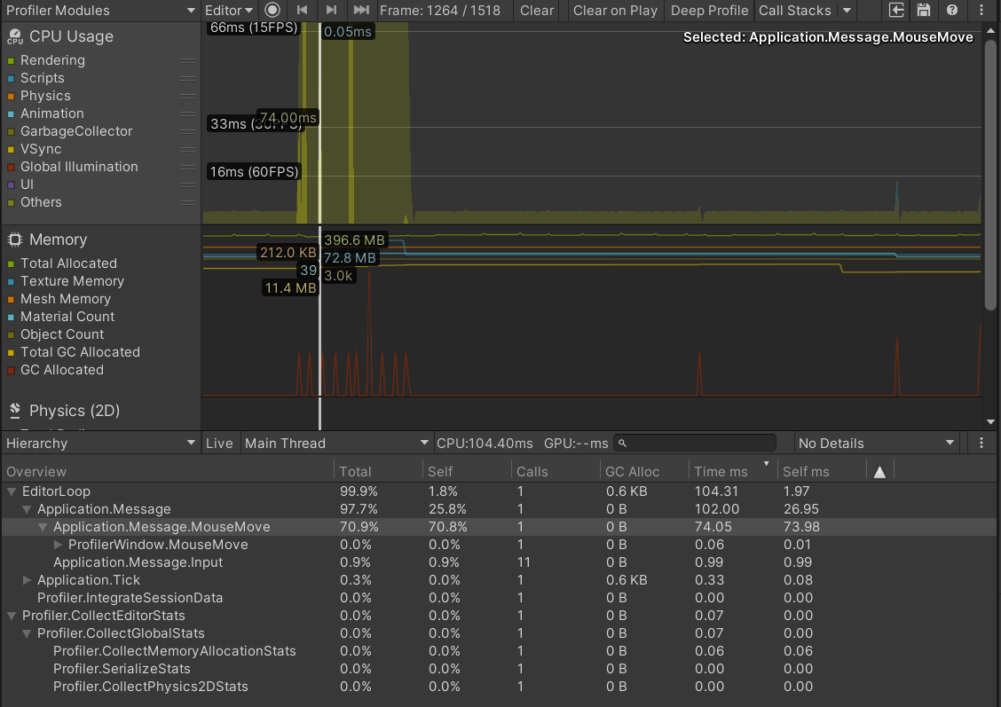 2020 1 2f Editorloop Application Message Lag Spikes Unity Engine Unity Discussions