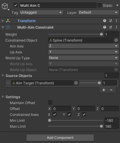 Animation rigging & Multi Aim Constraint not work! - Questions & Answers - Unity Discussions