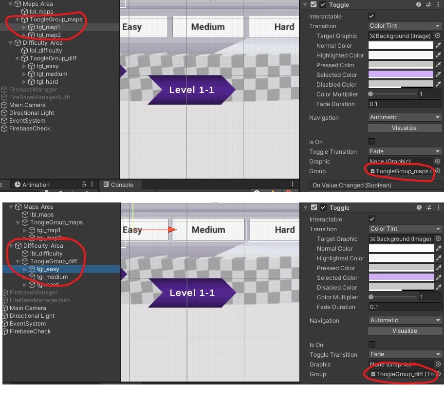 2 different toggle groups act as 1 - Questions & Answers - Unity ...