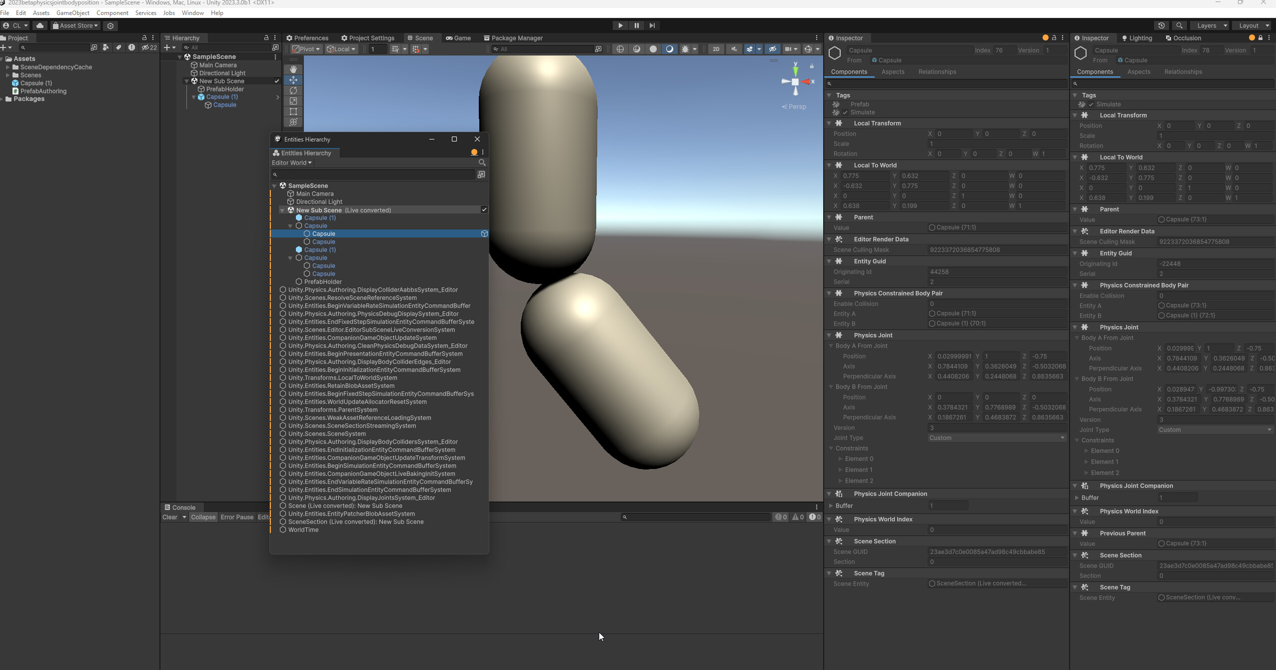 ECSB-708 Entities Prefab PhysicsJoints have incorrect BodyFromB Position values - Unity Engine ...