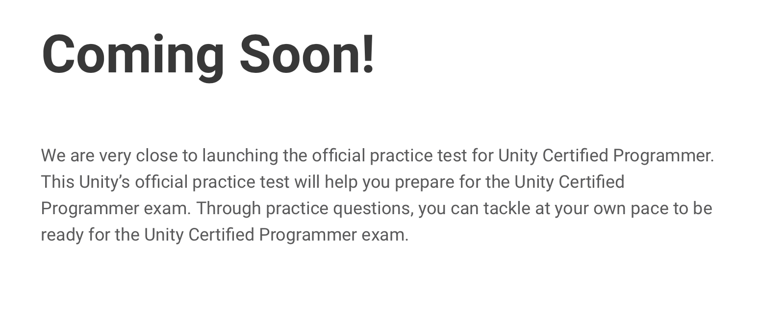 Certified Programmer Practice Test - Learn Content - Unity Discussions