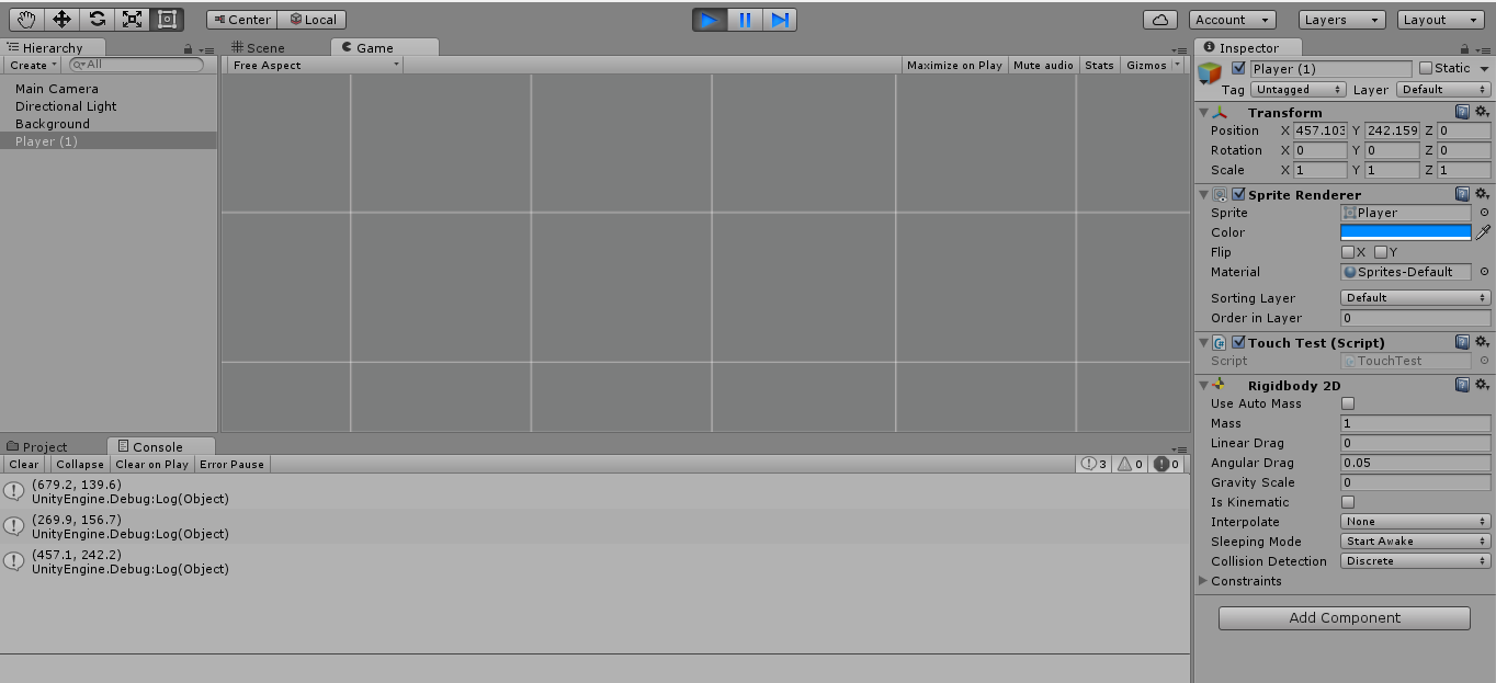 Move 2d game object instantly on position of Touch Input. - Questions ...