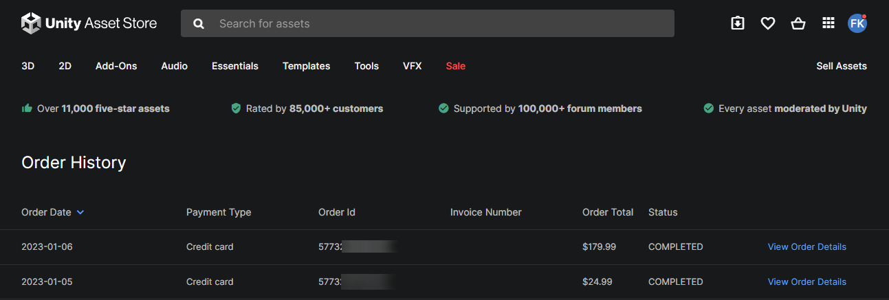 No invoice number for assets purchased from the asset store? - Unity Engine - Unity Discussions