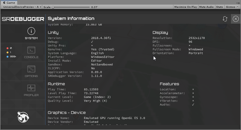 SRDebugger - On-Device Console, Options Panel, and Bug Reporter - Page 35 - Community Showcases ...
